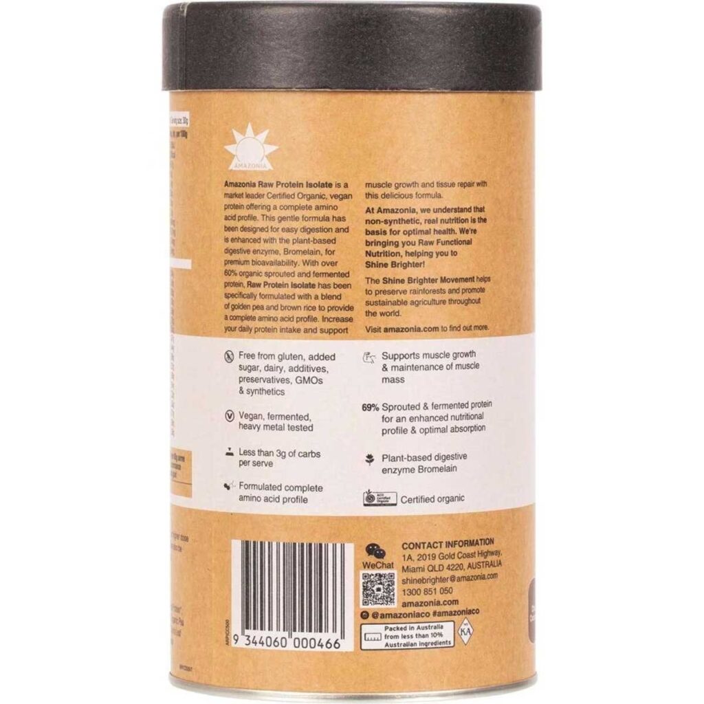 Amazonia Raw Protein Isolate Choc Coconut 500g – The Australian Products