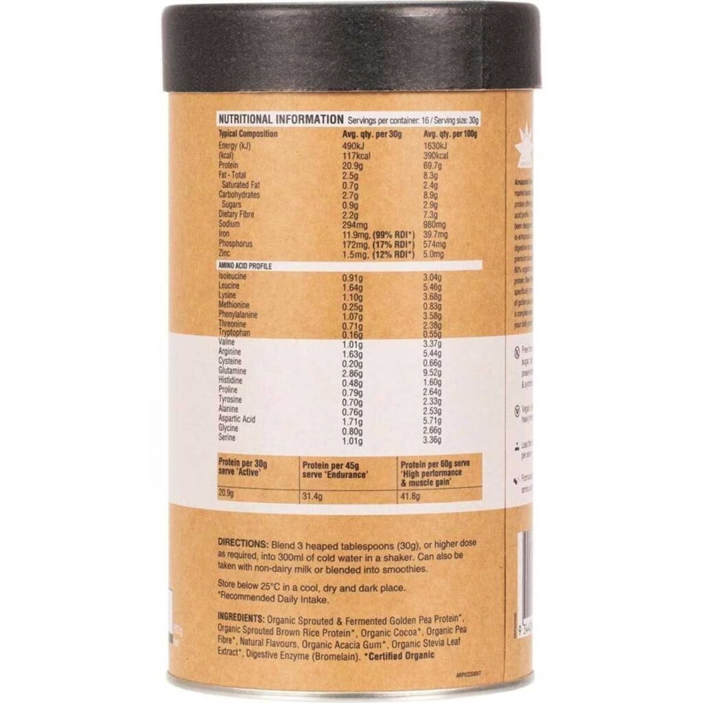 Amazonia Raw Protein Isolate Choc Coconut 500g – The Australian Products