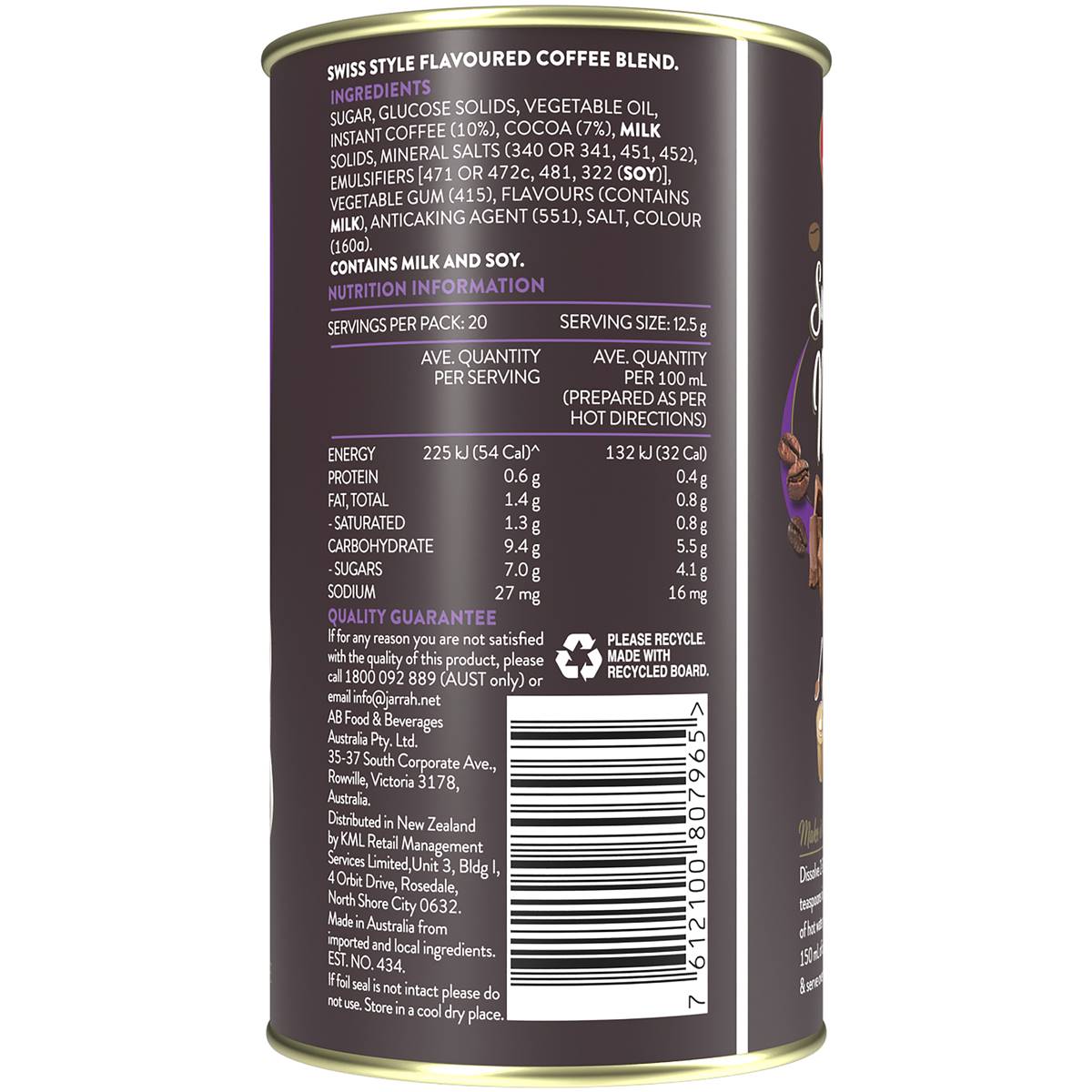 Jarrah Swiss Café Instant Mocha 250g – The Australian Products