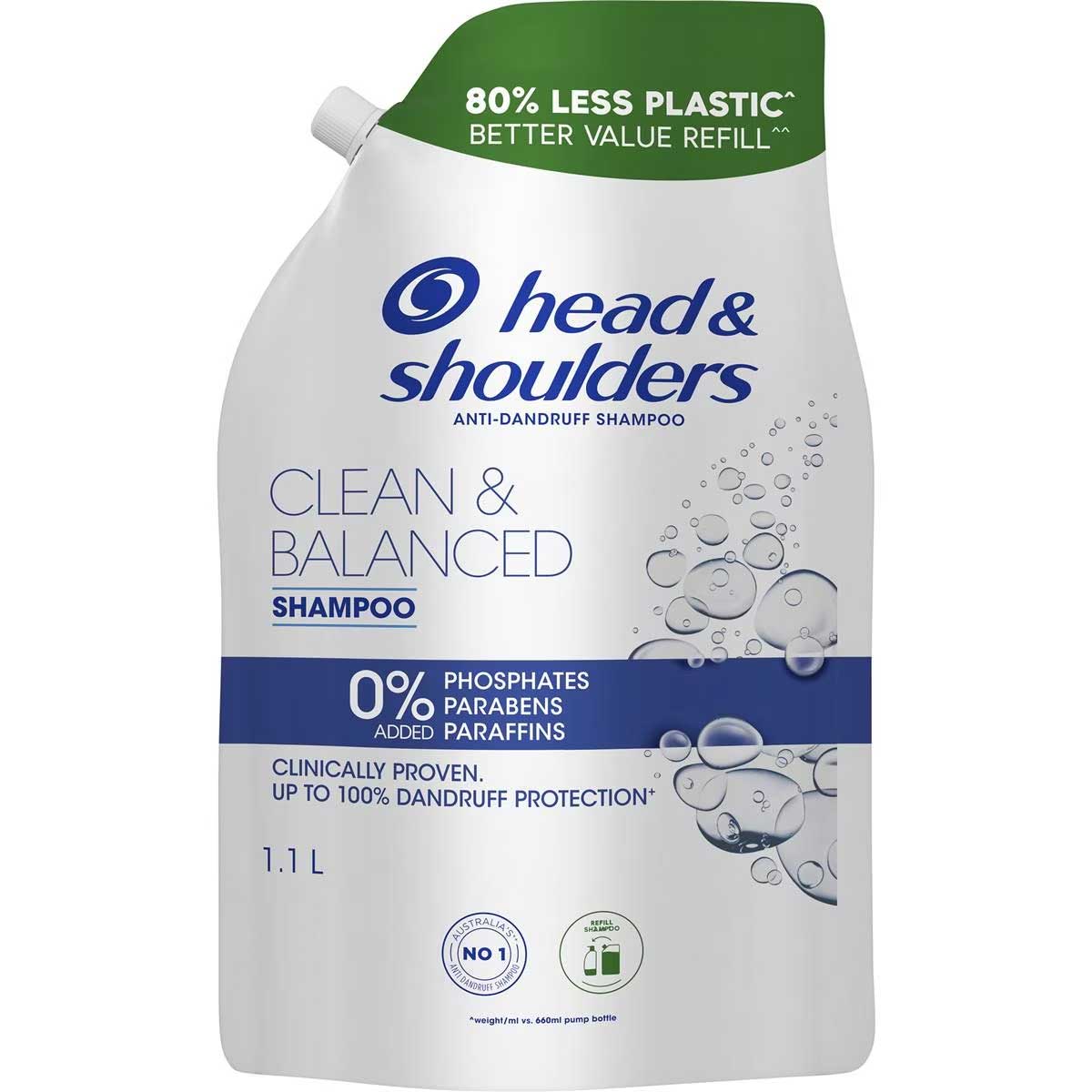 Head & Shoulders Clean & Balanced Refill Shampoo 1.1l – The Australian ...