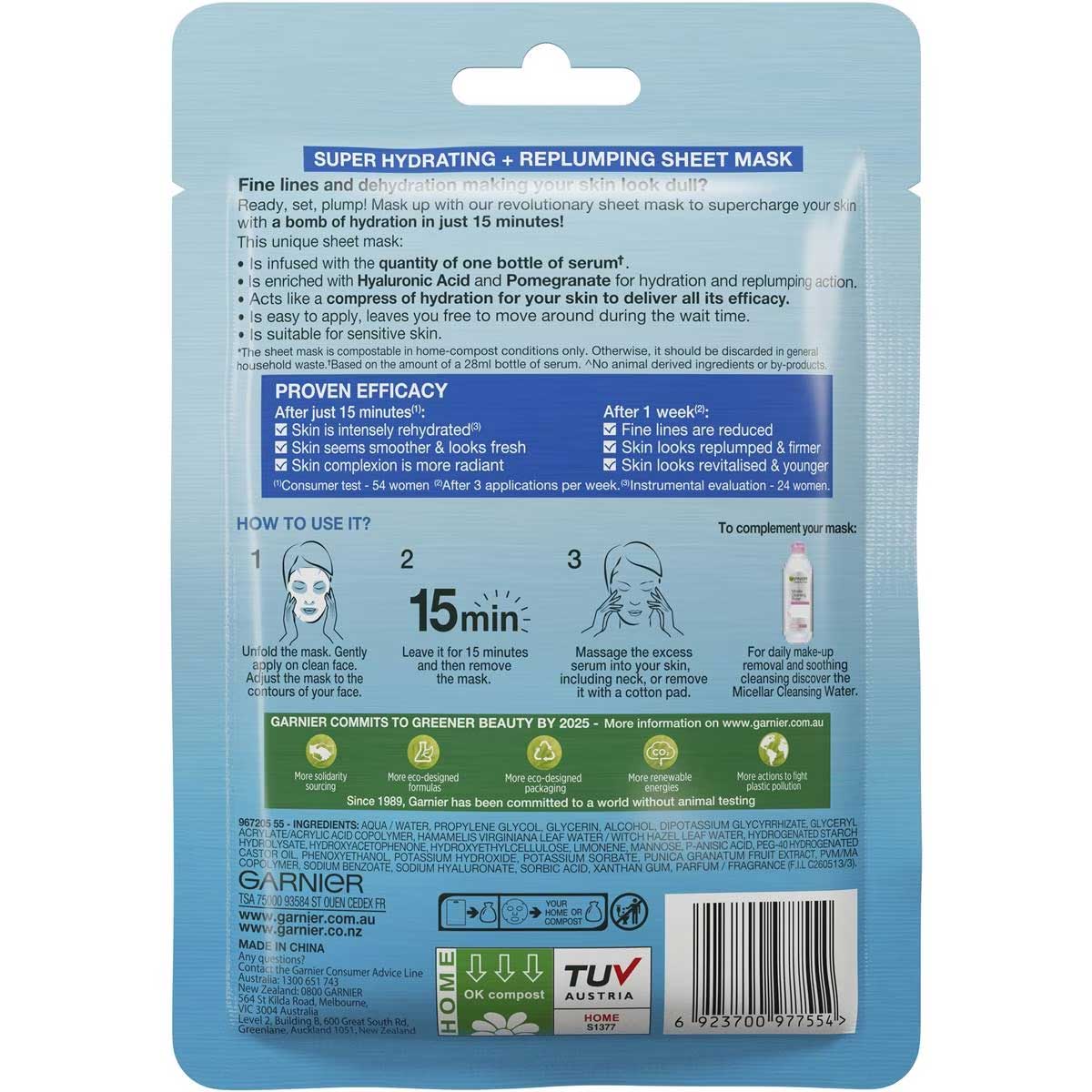 Garnier Hydra Bomb Tissue Face Mask Pomegranate Each – The Australian ...