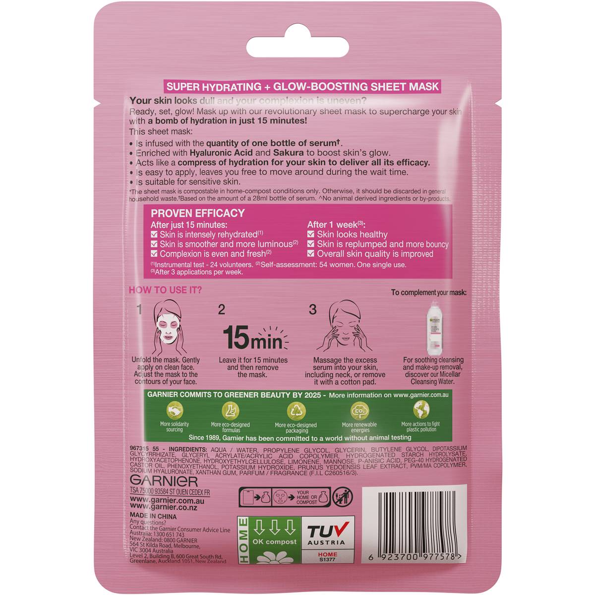 Garnier Skinactive Hydra Bomb Tissue Face Mask Sakura Each - The ...