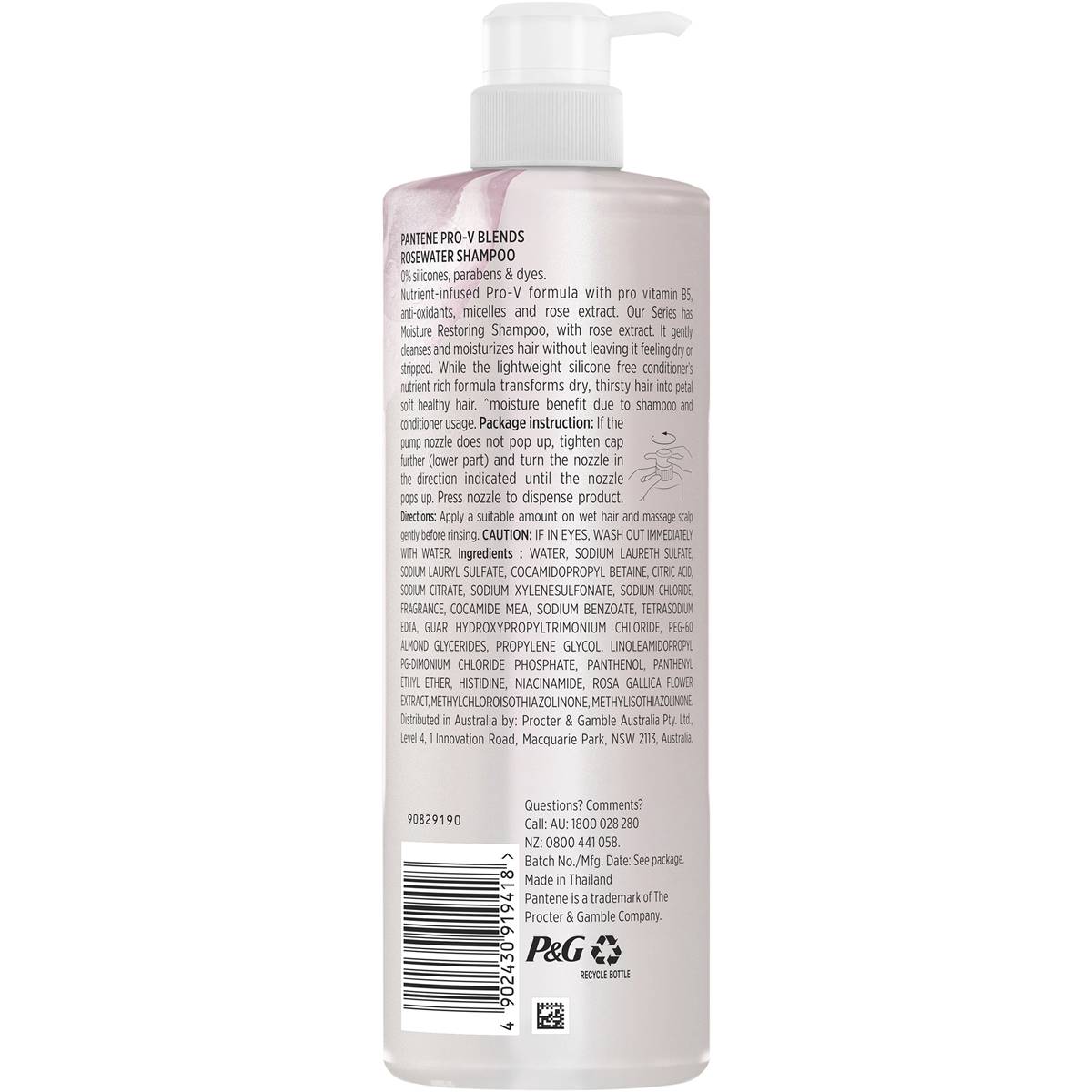 Pantene Micellar Rosewater Moisturising Shampoo 530ml – The Australian ...