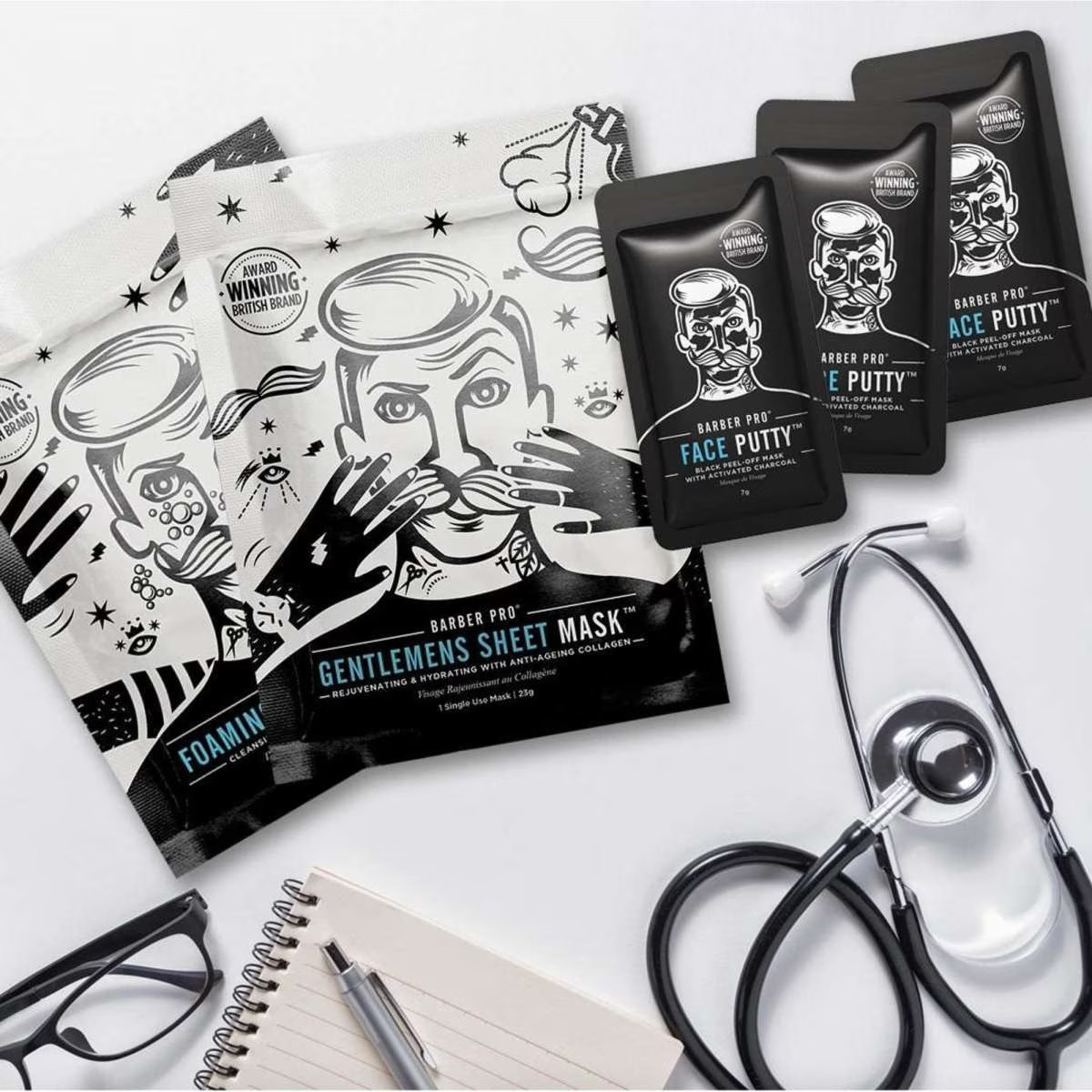 BarberPro Face Putty Peel-Off Mask with Activated Charcoal – 4 x Mask ...