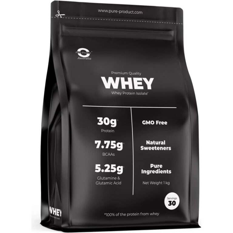 Pure Product Australia Whey Protein Isolate 1kg Banana No Shaker Glass ...