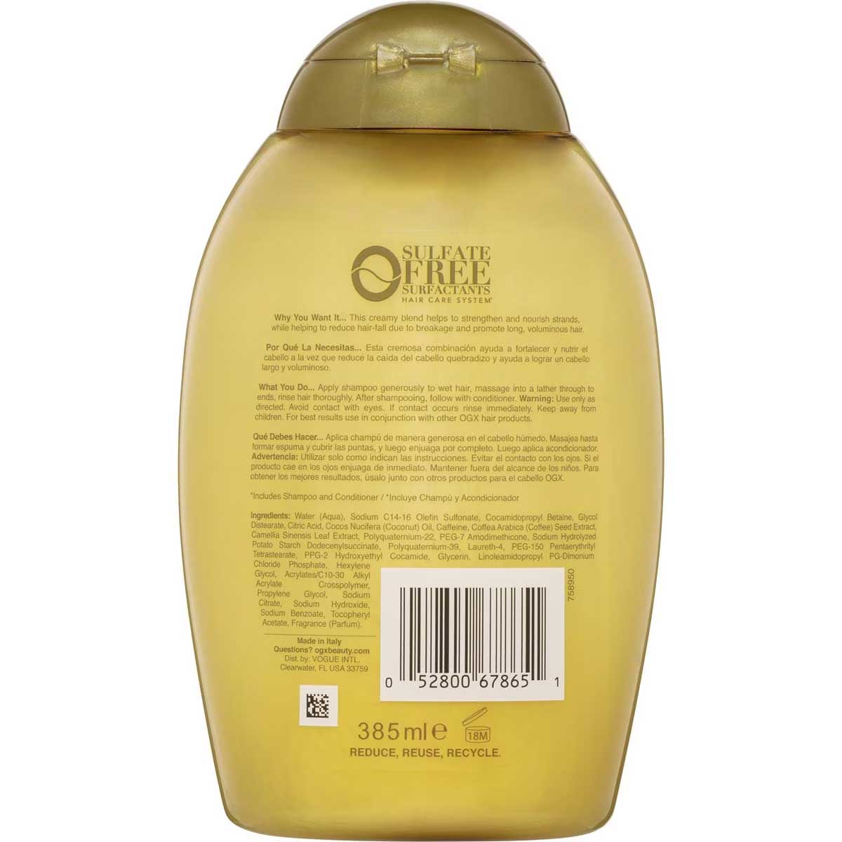 Ogx Coconut Caffeine Strengthening Shampoo For Damaged Hair 385ml – The ...
