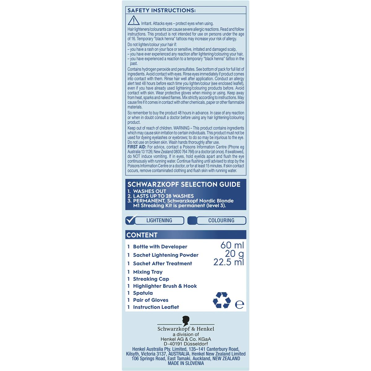 Schwarzkopf Nordic Blonde M1 Streaking Kit Each – The Australian Products